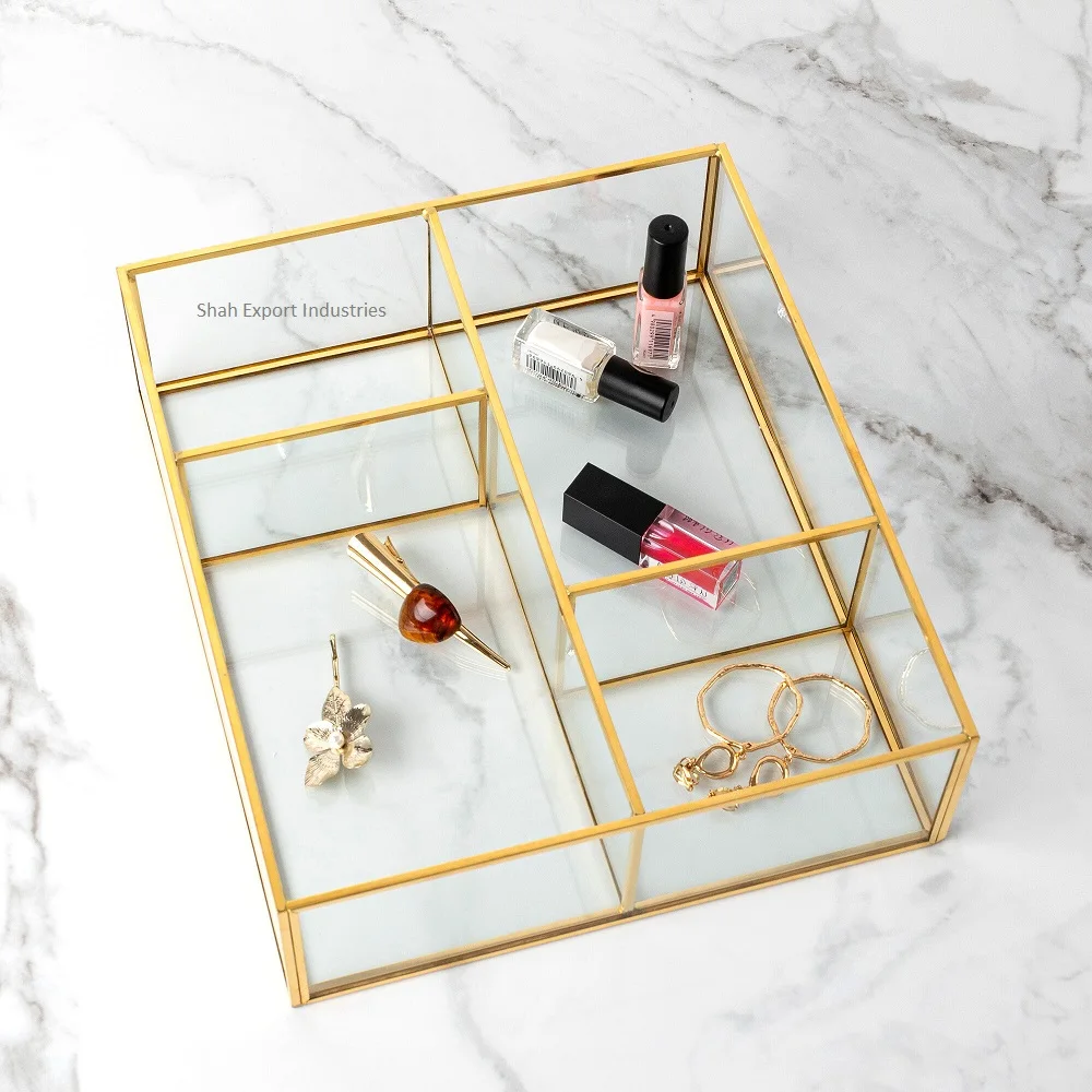 Antique Gold Frame Decorative Brass/Glass Storage Box Display Box for ...