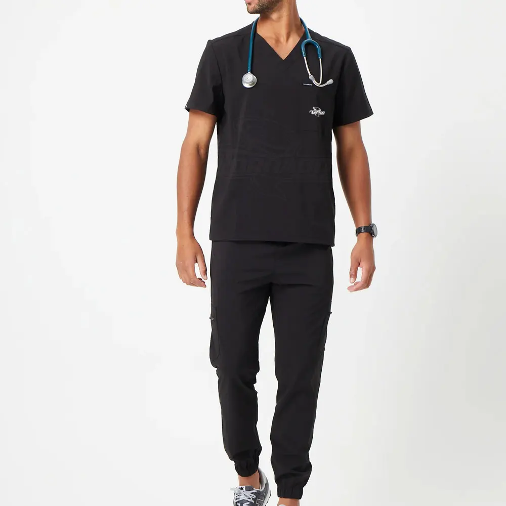 Fashion Men Stretch Hospital Scrubs Uniform Sets Unisex Pharmacy Staff ...