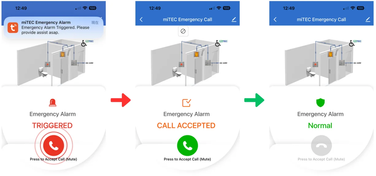 BS8300 Accessible Toilet WC Alarm System WiFi Wireless Emergency Call ...