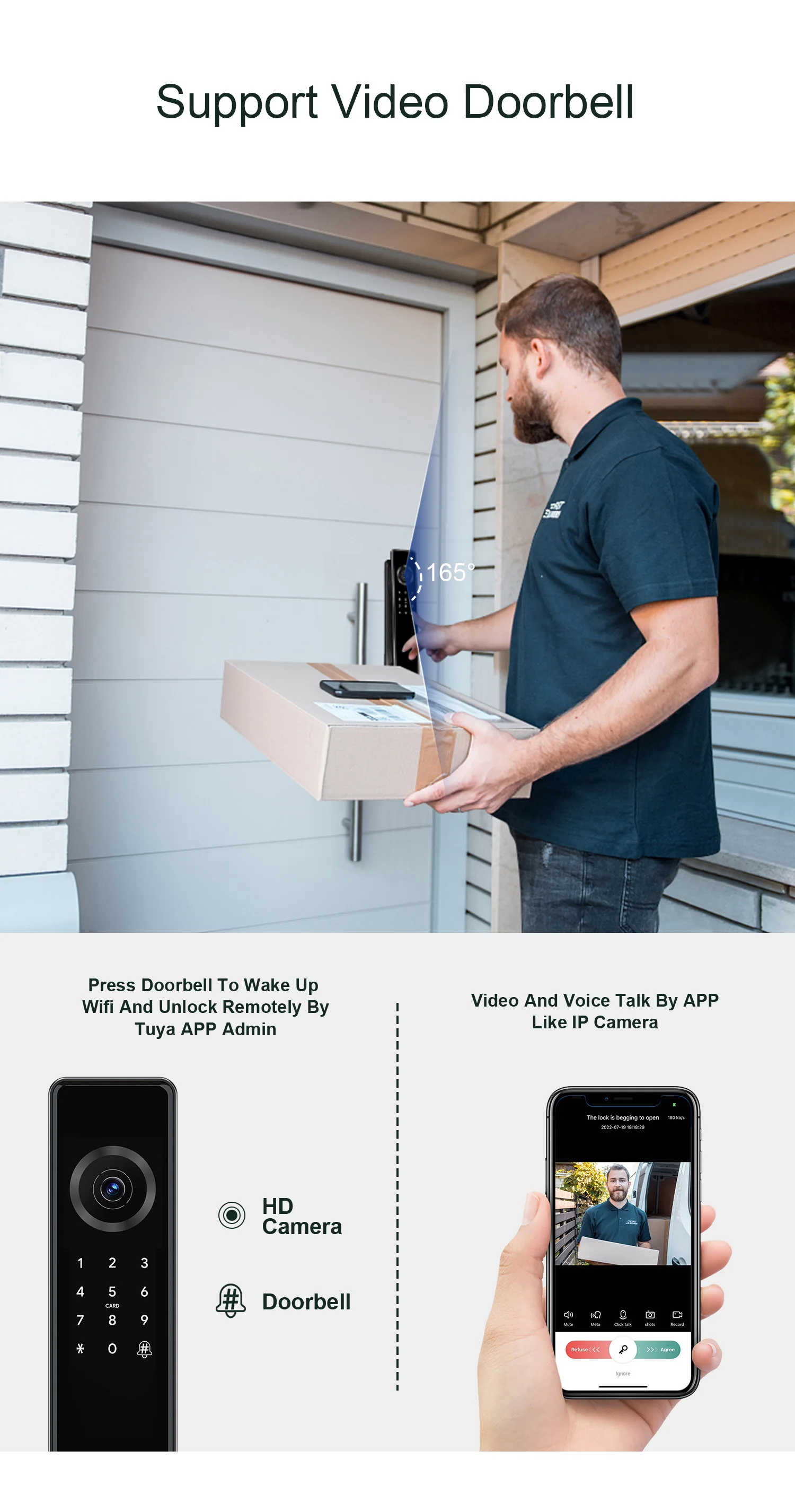 Liliwise 2025 Electronic Black Smart Gate Lock Outdoor Tuya Tt Camera ...