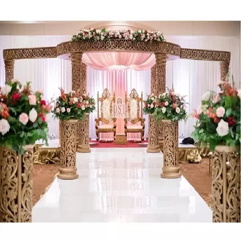 Maharani Golden Jali Pillars Wedding Mandap Usa Wedding Golden Carved ...