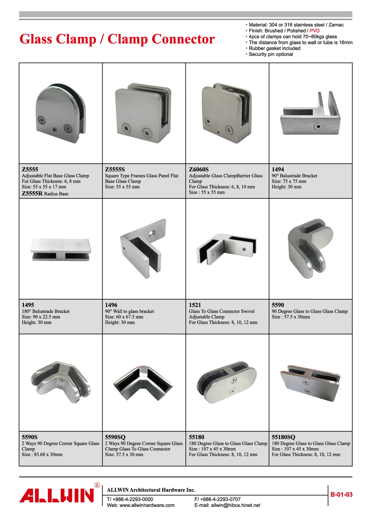 90 Degree Wall Mount Glass Bracket - Durable Stainless Steel Clamp for ...