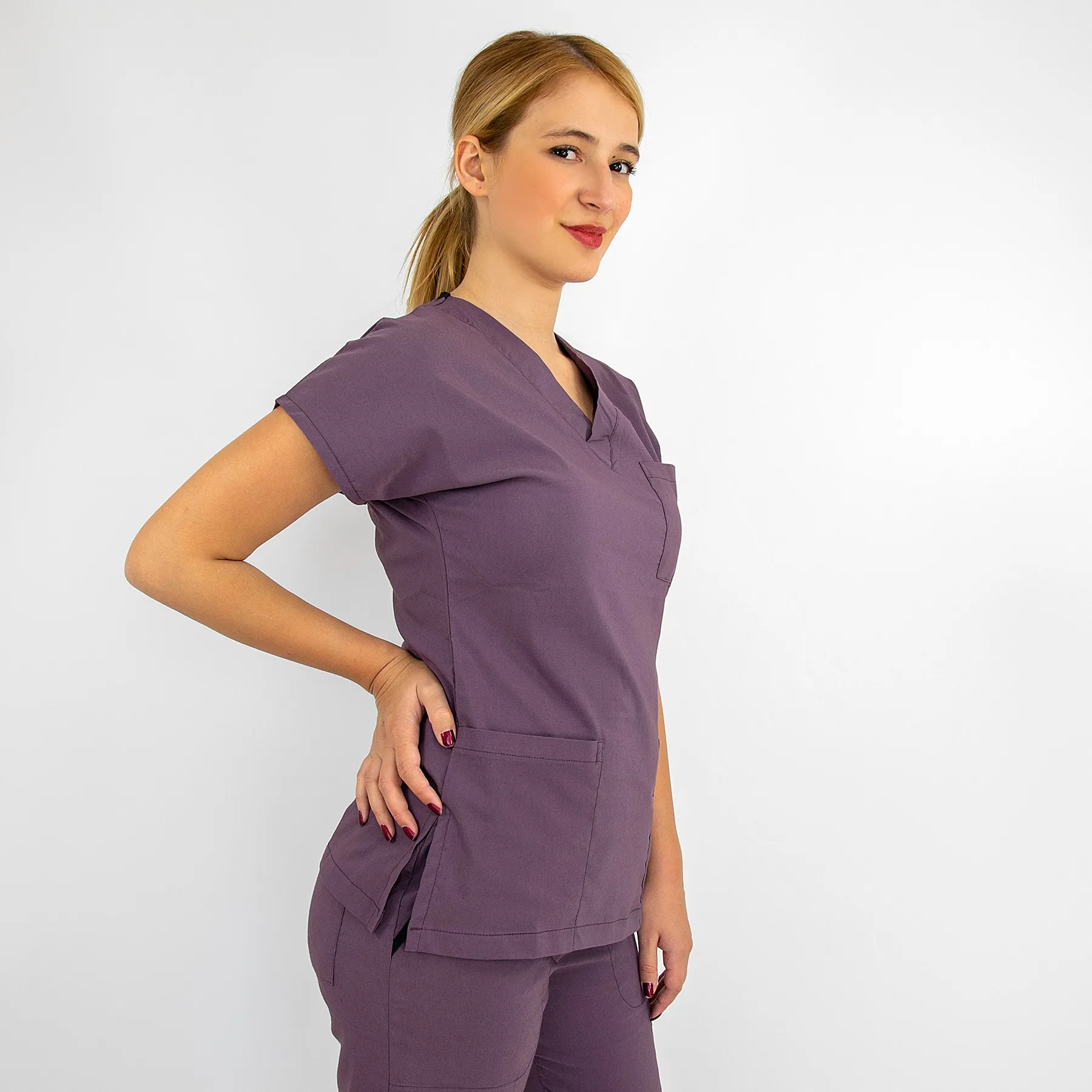 Hospital Uniforms Unisex Lilac Color Uniform Set Nurse Medical Scrubs ...