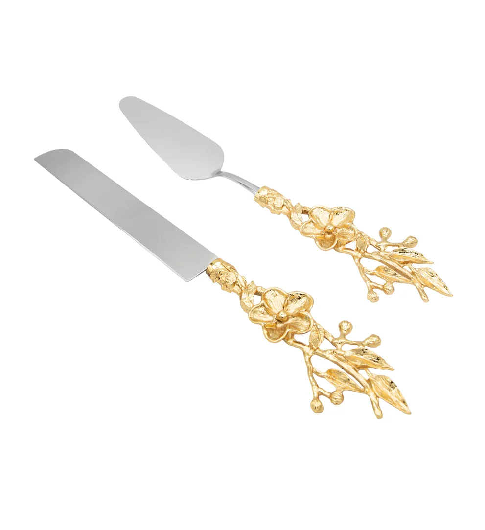 Stainless Steel Birthday Cake Knife & Serving Set Indian Handicraft ...