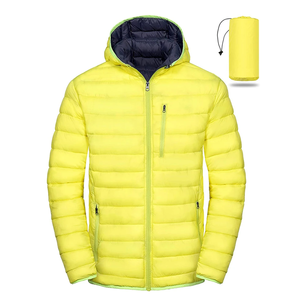 Customized 2024 Men's Packable Lightweight Puffer Jacket Hooded Windproof Winter Coat With ...