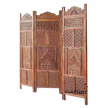 Traditional Wood Hand Carved Partition Wall For Living Room Teak Wood ...