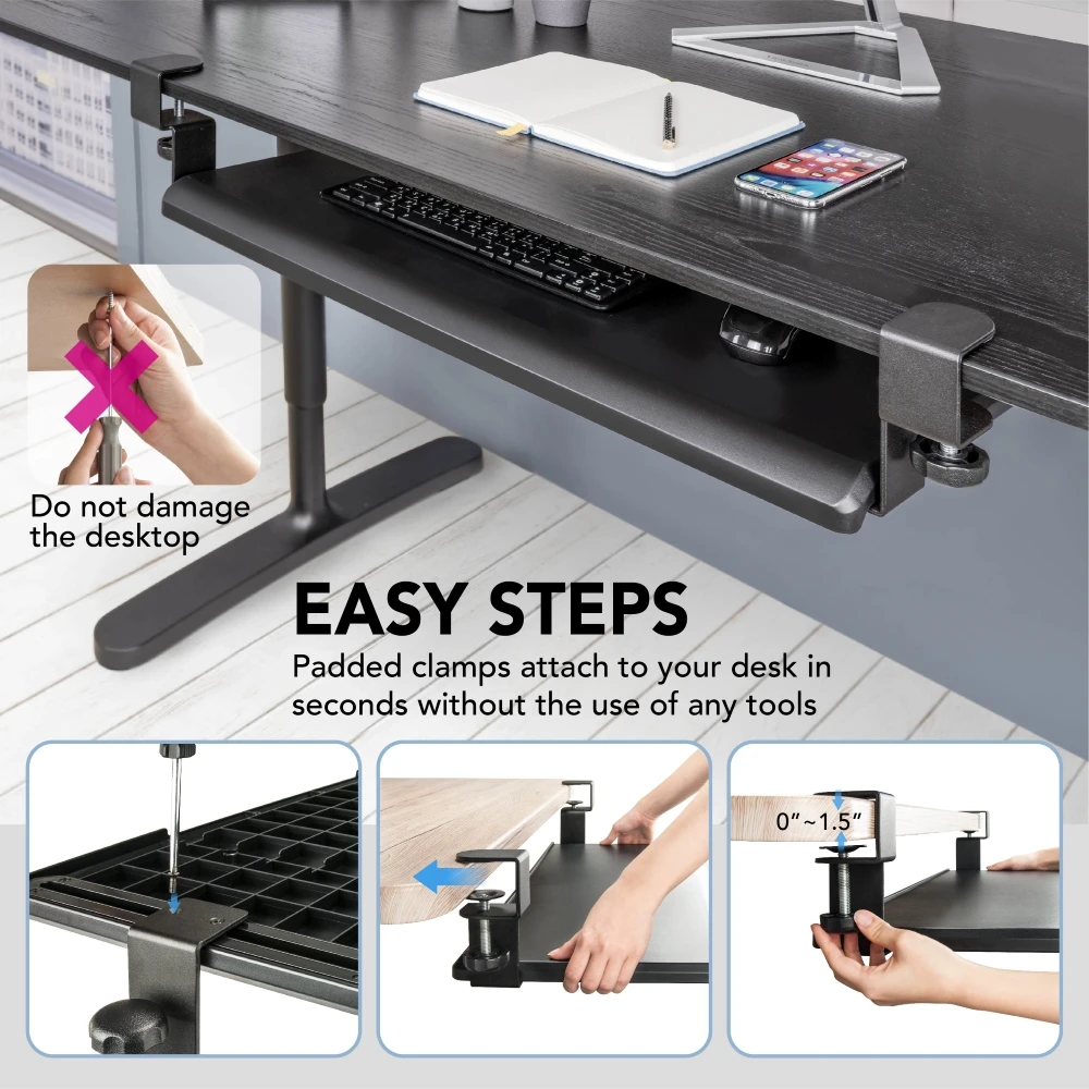 Ergonomic Clamp on Keyboard Tray - Enhance Your Workspace