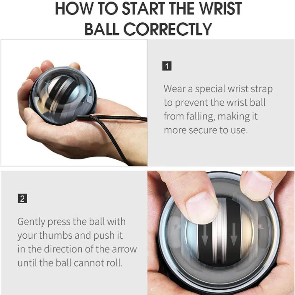 220LBS Metal LED Gyroscope Autostart Range Gyro Power Wrist Ball Arm ...