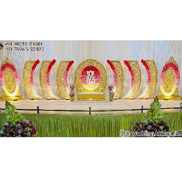 Tamil Wedding Stage Golden Backdrop Frames White Wedding Backdrop Fiber ...