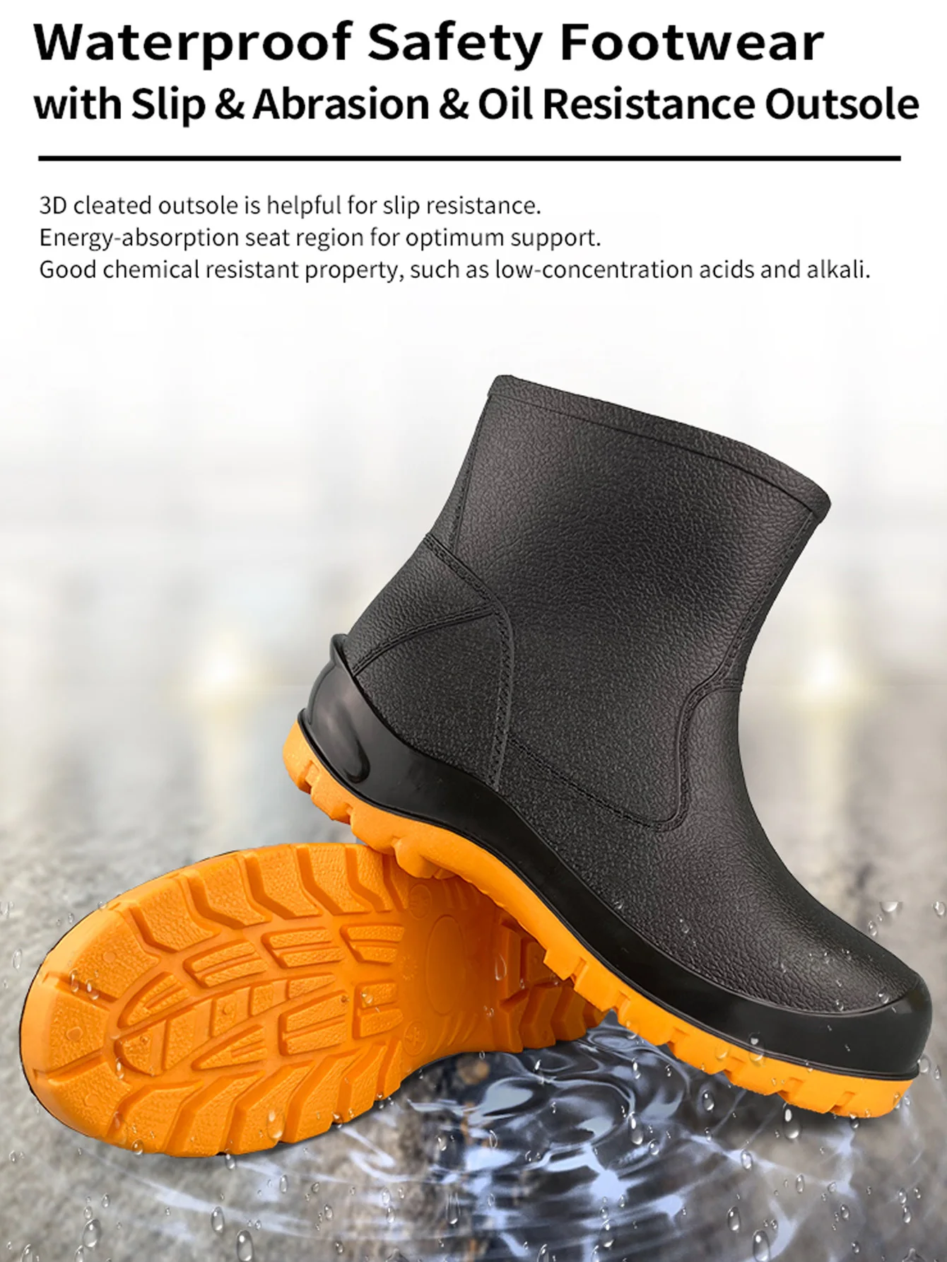 Low-cut Light-weight Pvc Safety Rain Boots With Steel And Midsole - Buy ...