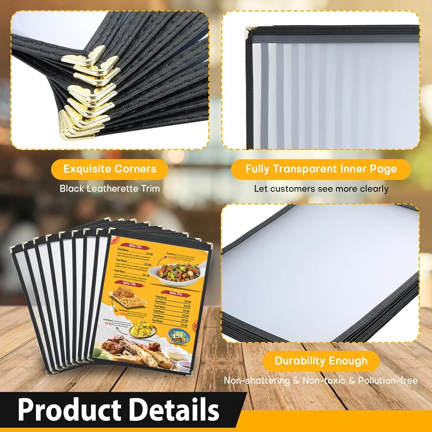 Transparent PVC Restaurant Menu Covers with Durable PU Leather Menu ...