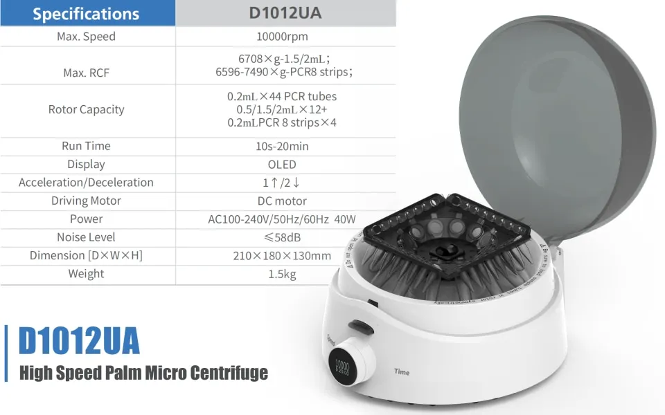 D1012UA OLED Display Pathological Analysis Equipments High Speed Micro Centrifuge Mini Small ...