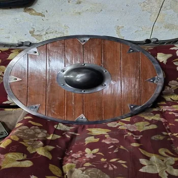 Viking Crusader Wood Shield Medieval Round Battle Warrior Shield Wooden ...