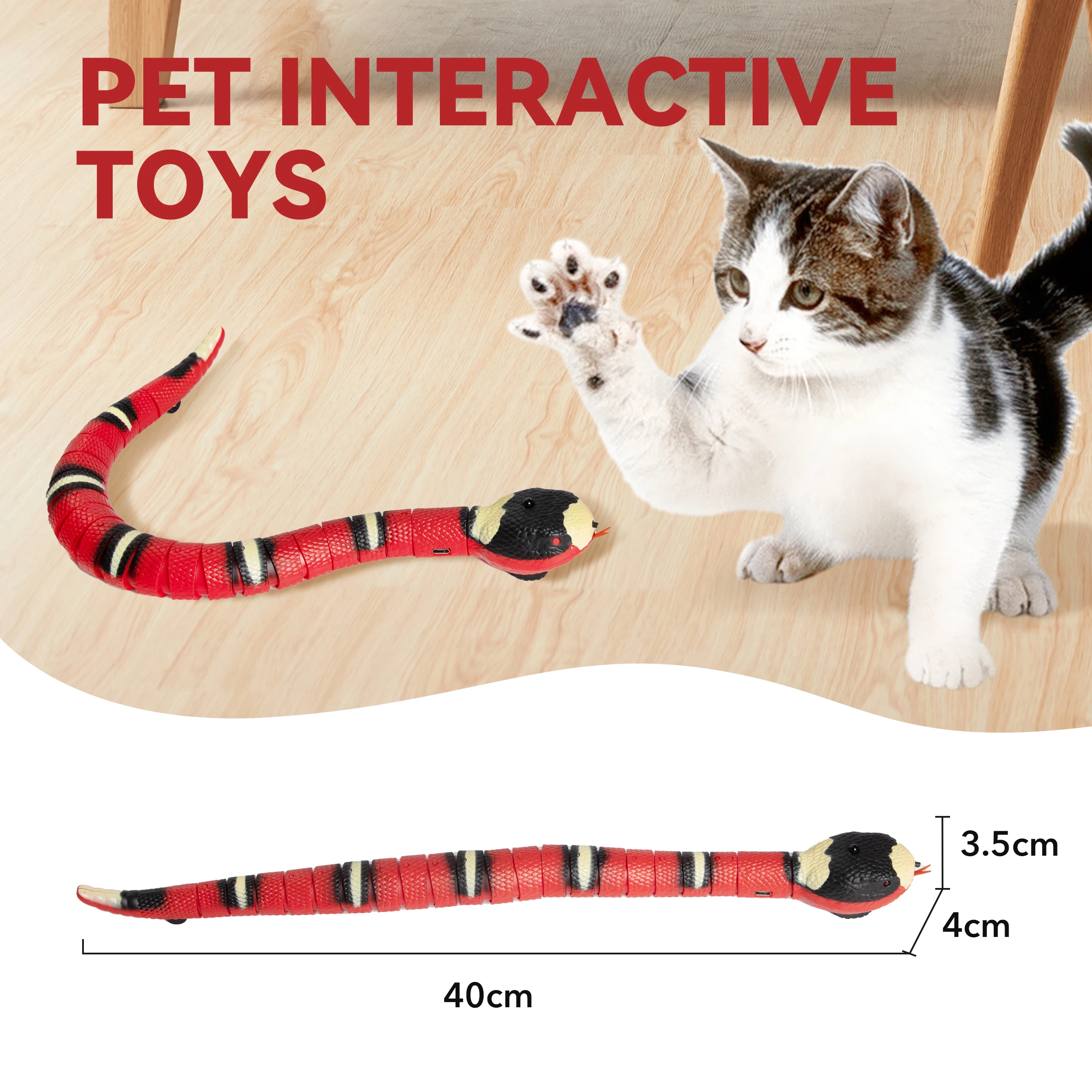 Cat Toys Snake Interactive Realistic Simulation Toy Usb Rechargeable ...