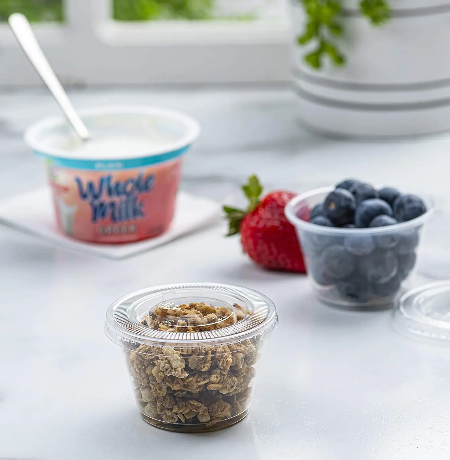 Disposable 4 Oz Plastic Portion Cups With Lids,Condiment Cup,Black Cups ...