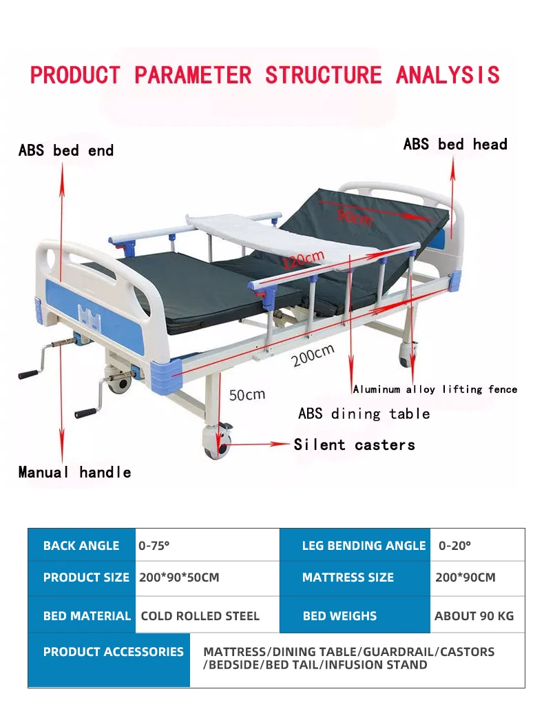 Manual Double Crank Two Functions Hospital Transfer Bed Hospital Prices ...