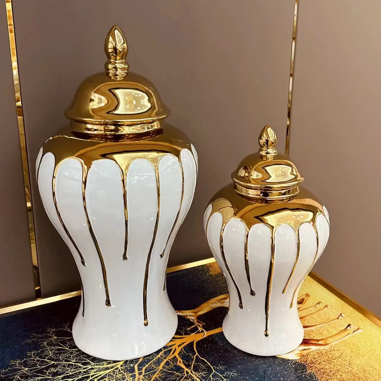 Custom European-style Electroplated Ceramic Ginger Jar Light Luxury ...