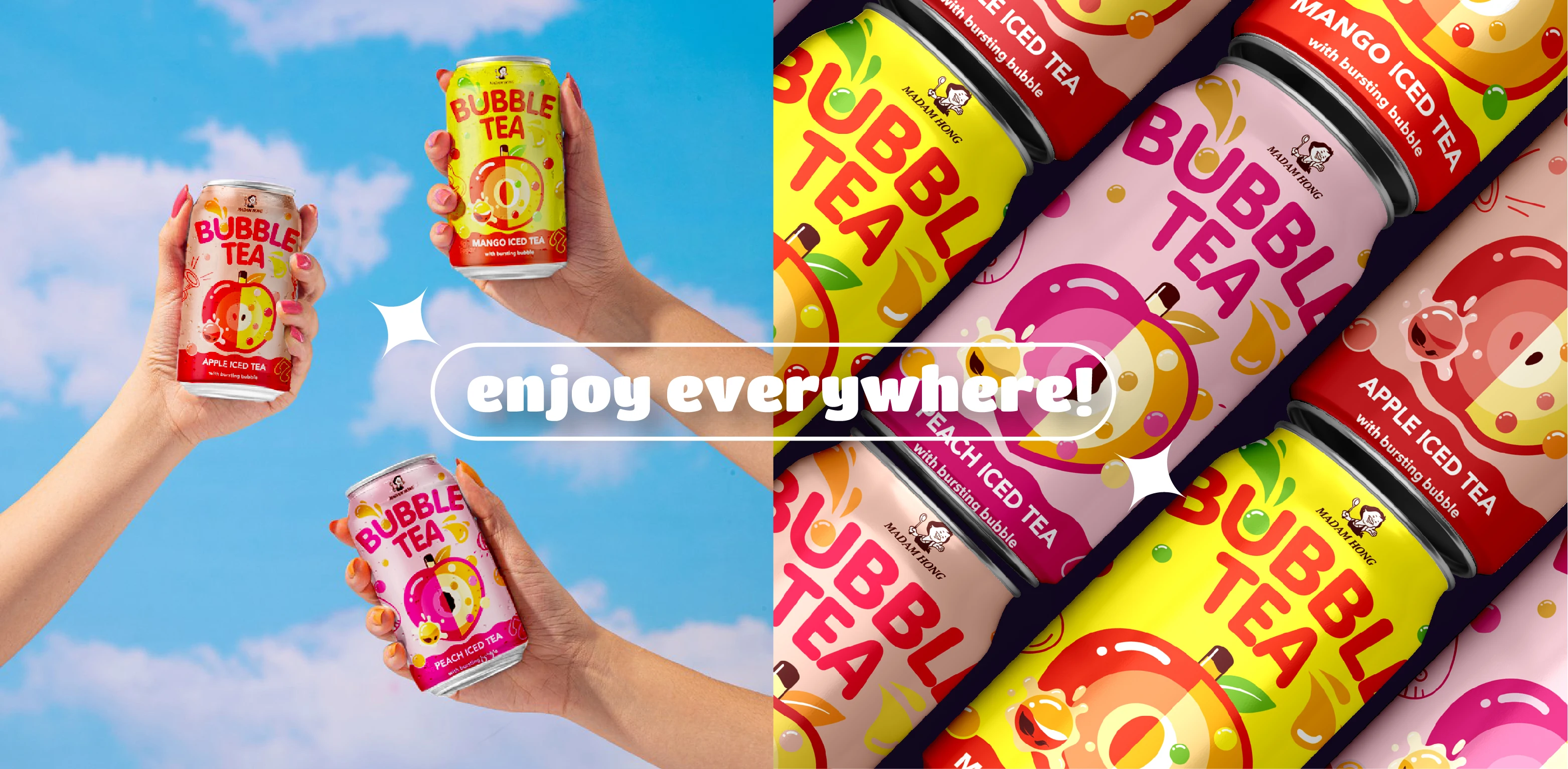 Madam Hong 320ml Taiwan Peach Bubble Tea with Popping Boba