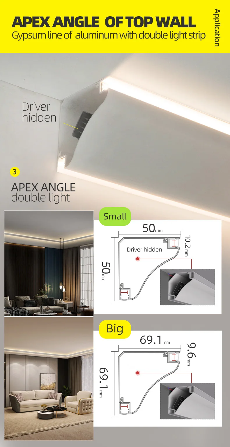 Apex Angle Install Aluminum Diffuser Extruded Channel Profile Without ...