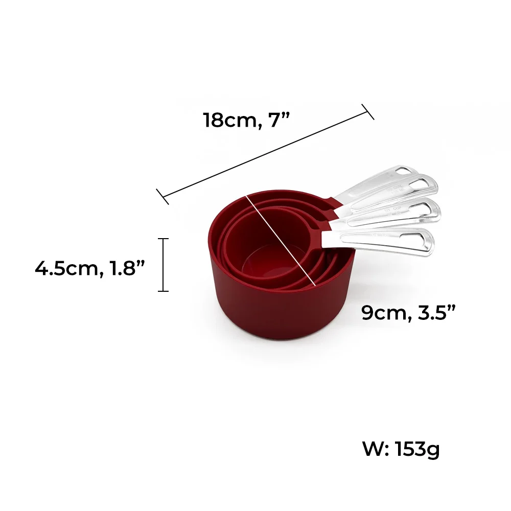 4 Pcs Plastic Measuring Cup Set Nesting Stackable Baking Measurement ...
