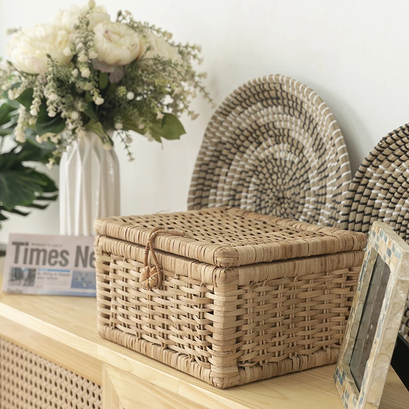 Wholesale Jewelry Box/rattan Basket With Lid Cosmetics Storage Basket ...