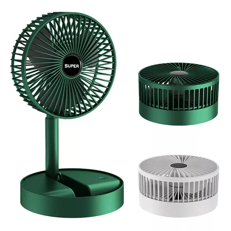Standing Table Fan Rechargeable Desktop Air Cooler Fan Mini Fan Fold ...