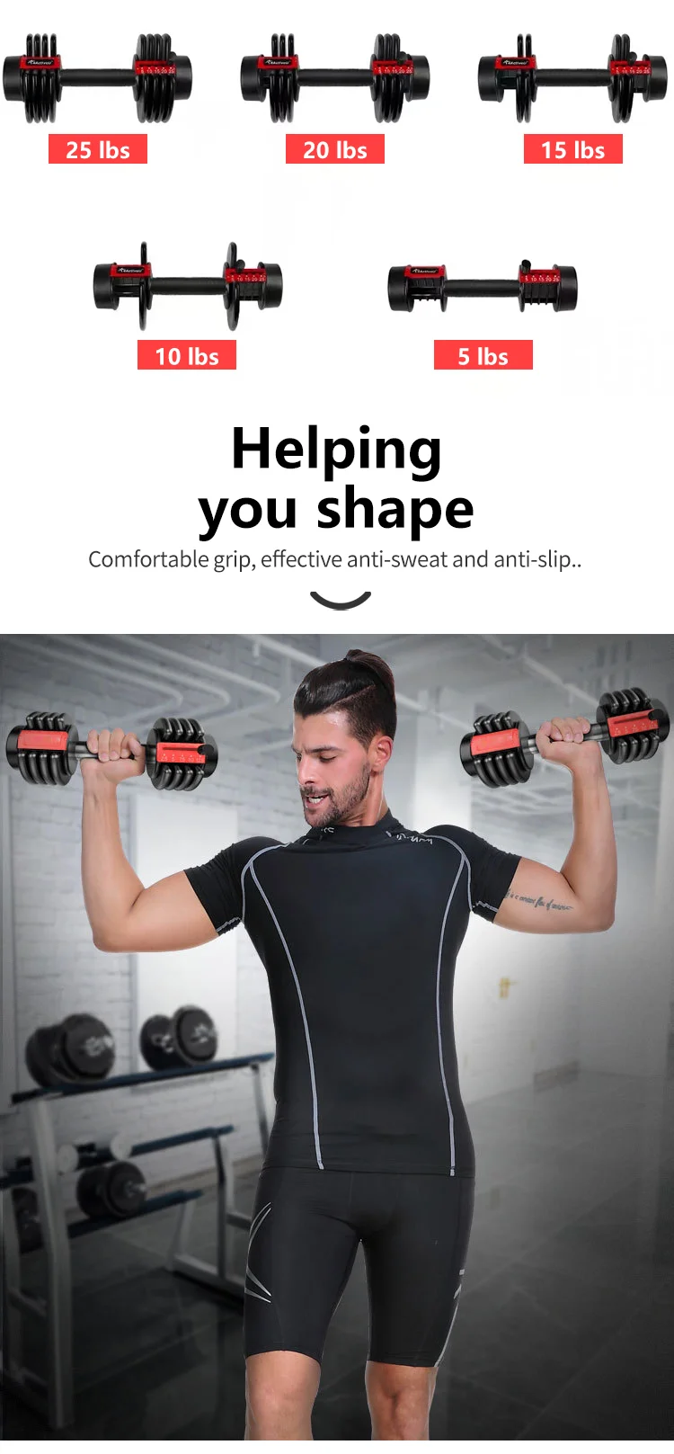 Adjustable Dumbbell System Weight Set, 22lb/44lb/52lb/90lb/40kg ...