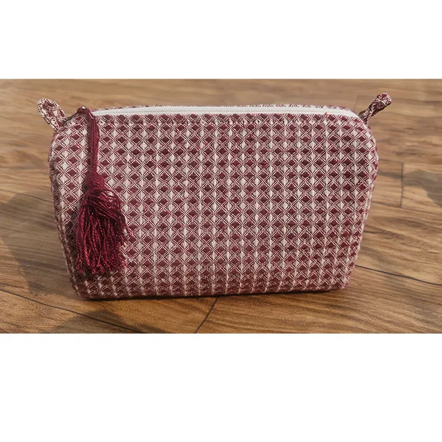 Cotton Handmade Waffle Toiletry Bag Storage Gadget Quilted Wash Bag ...