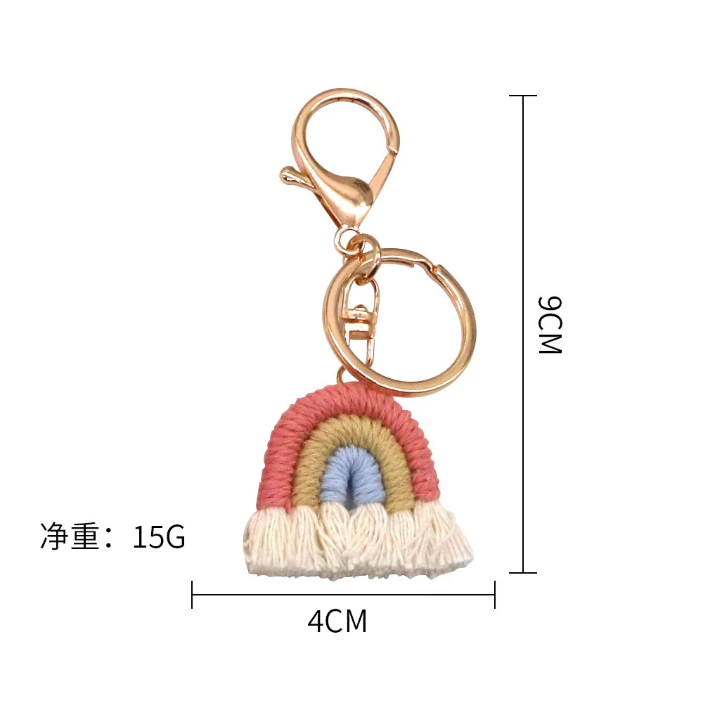 2023 Hot Sale Handmade Boho Rainbow Macrame Woven Keychain Bag ...