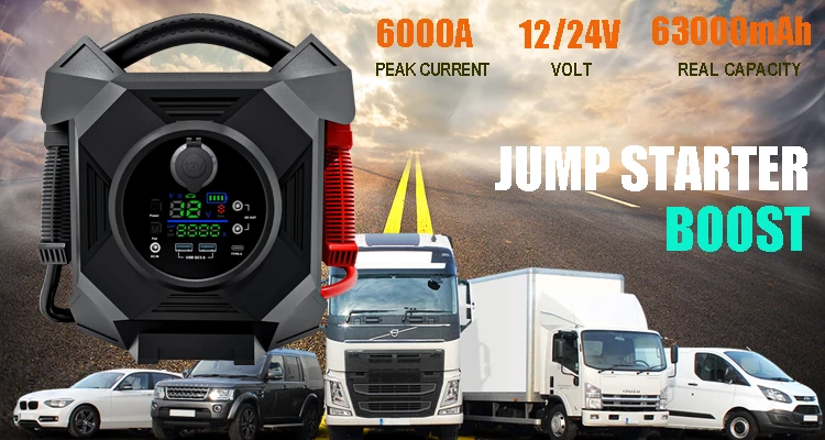Battery Booster Pack 12v 24v Truck Jump Starter With Peak Current 6000a ...