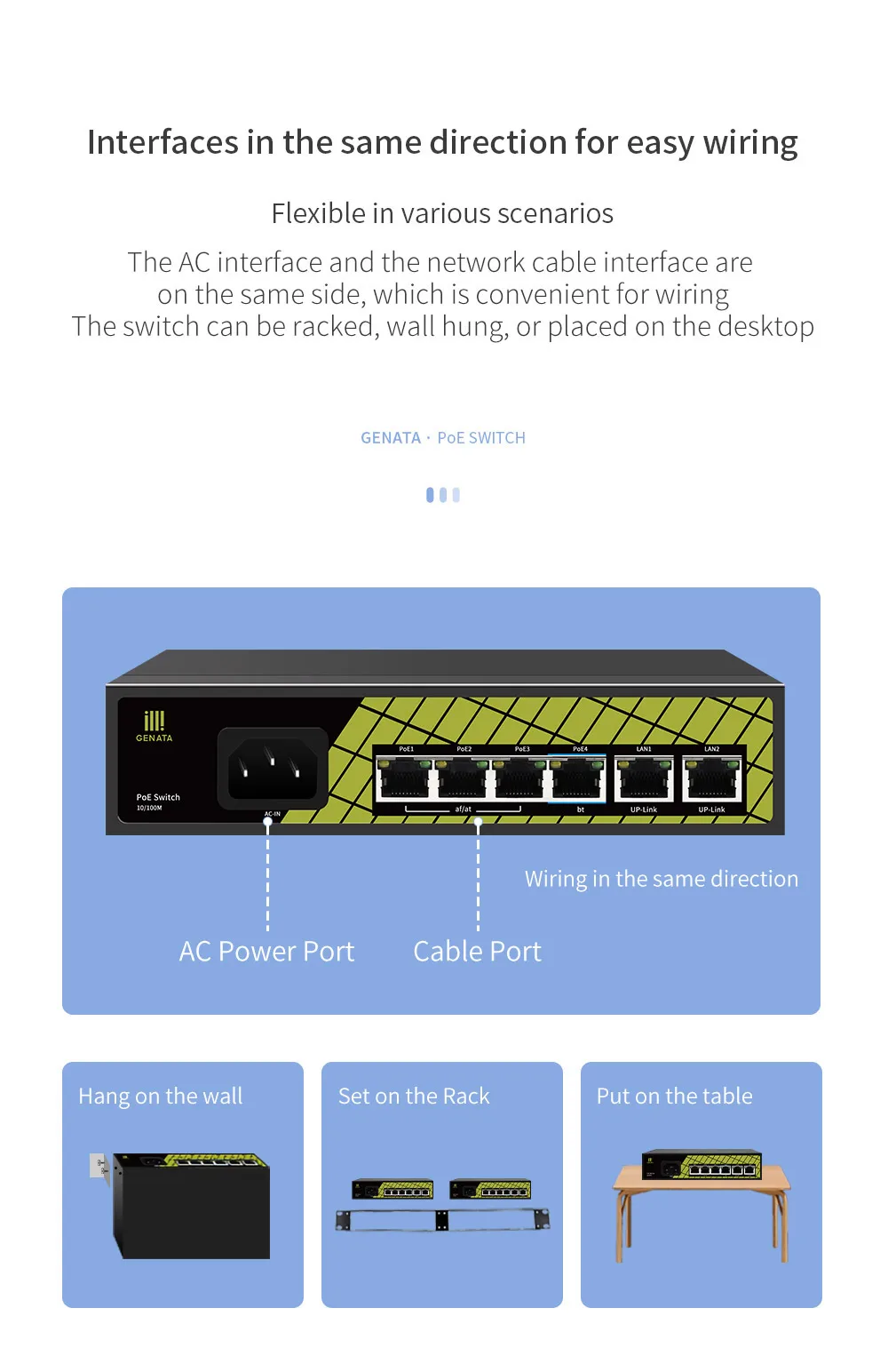 GENATA 48V 130 Meter Poe Switch - Reliable Ethernet Networking