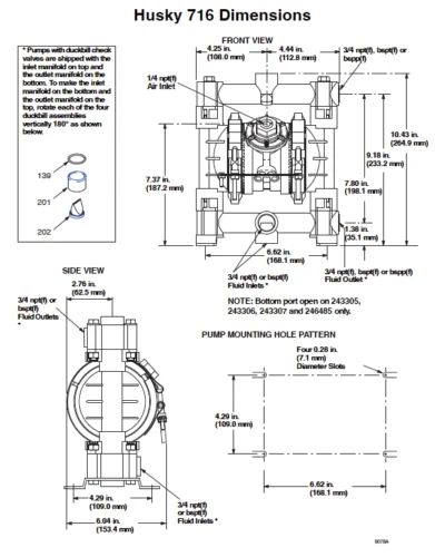 High Quality HUSKY 716 3/4 Inch Series Metal Pneumatic Diaphragm Pump ...