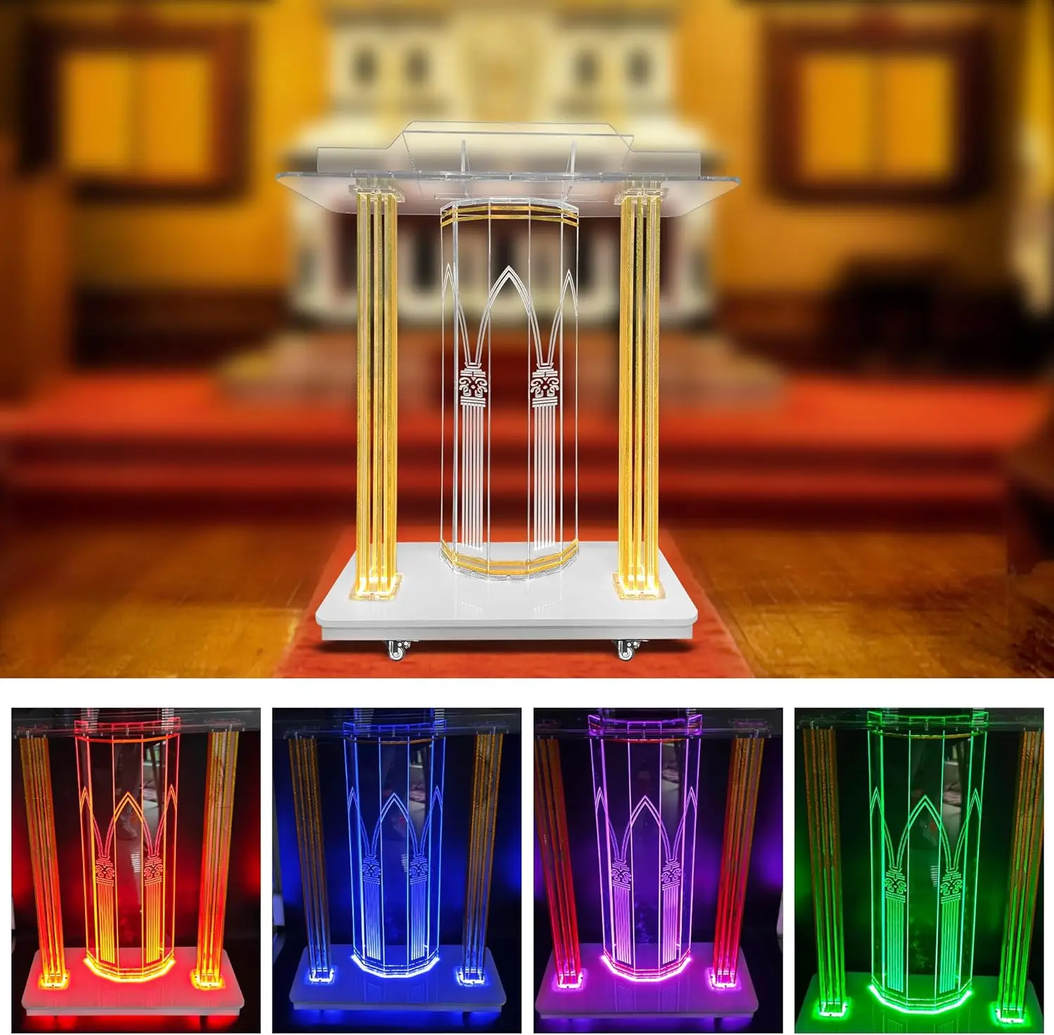 Acrylic Pulpit for Church - LED Lighting & Customizable