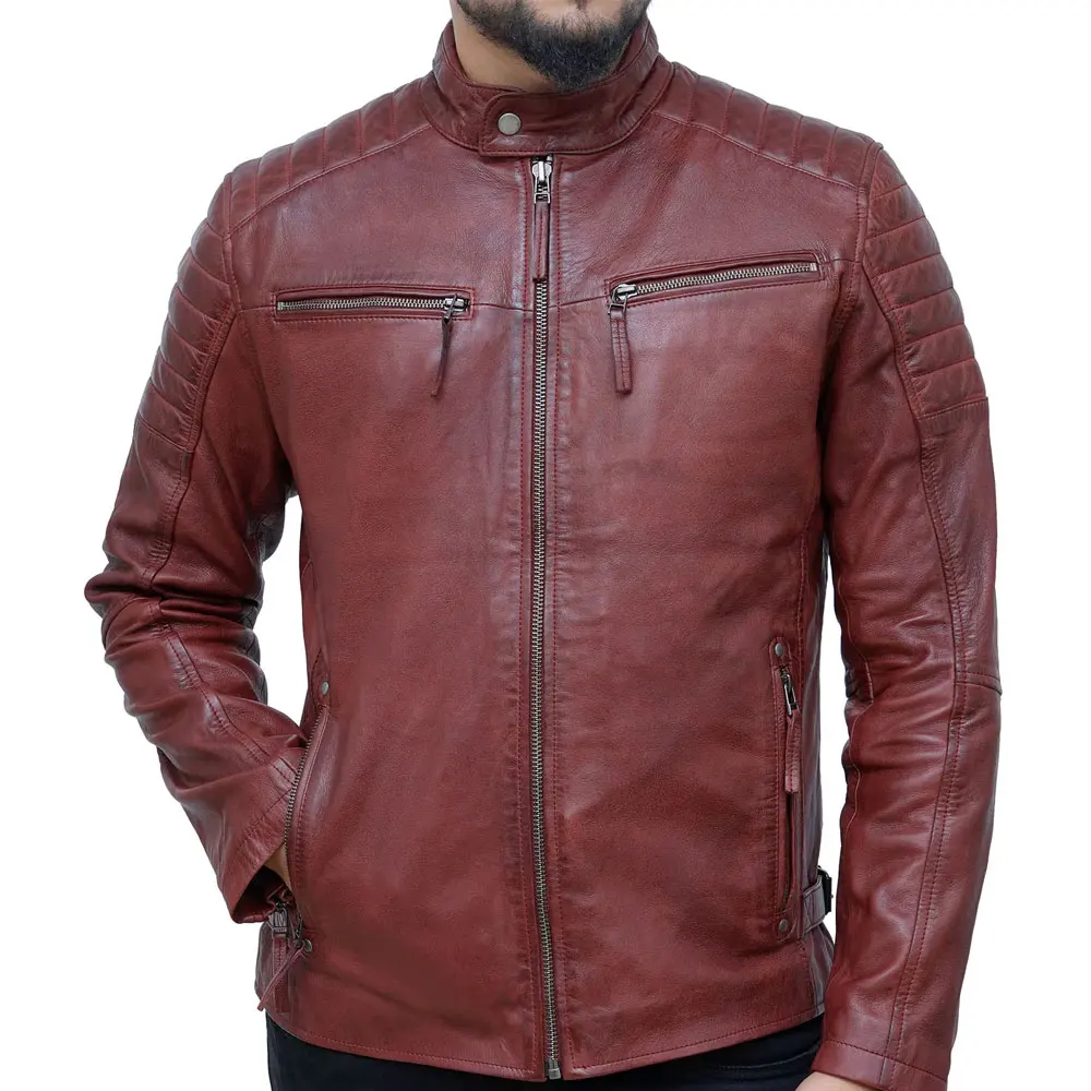 Cafe Racer Jacket Original Cowhide Leather Vintage Classic Motorcycle ...