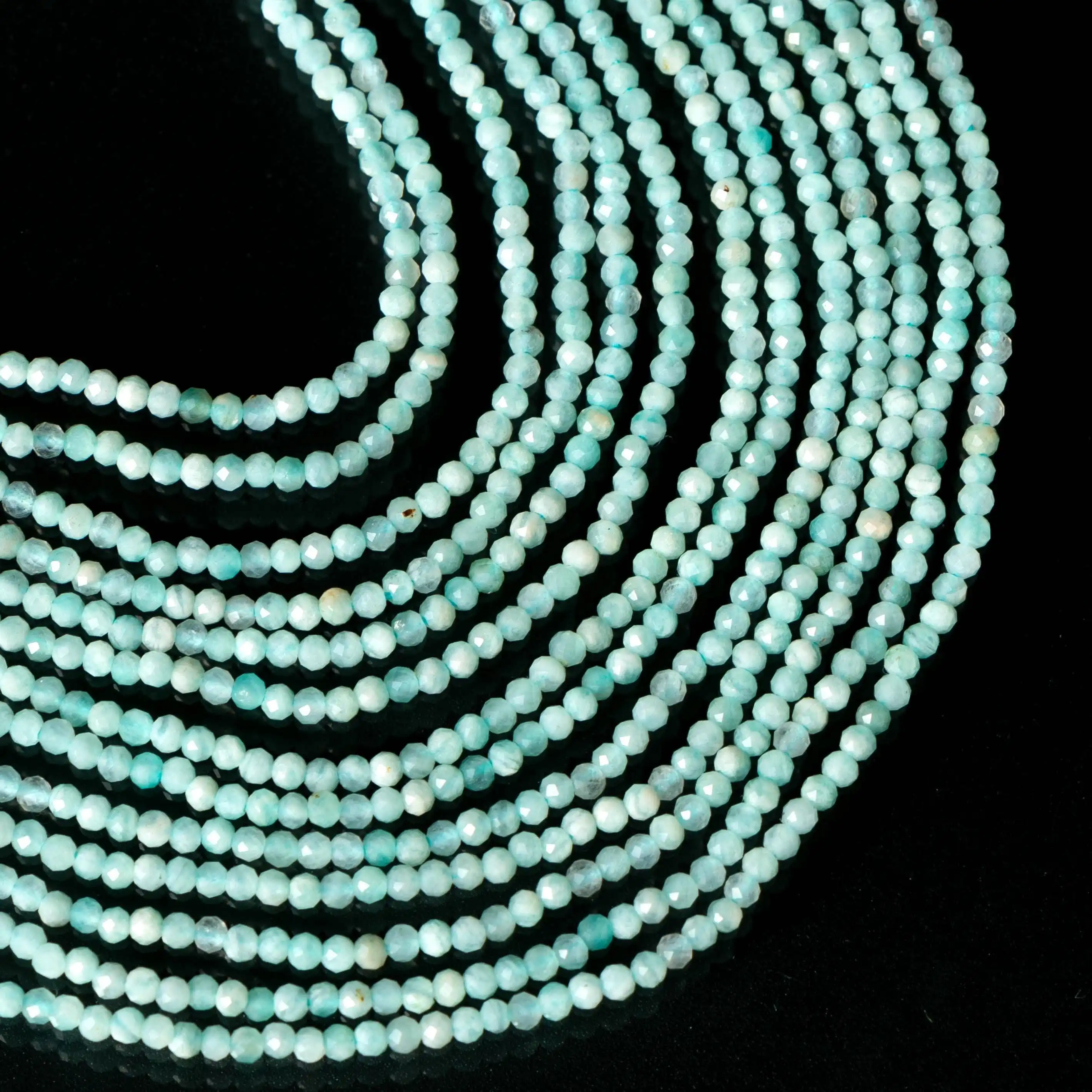 2mm Natural Blue Amazonite Micro Faceted Gemstone Beads For Jewelry ...