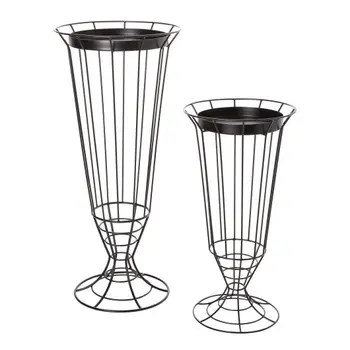 Metal Wire Made Floor Vase Set Of 2 Black Colored Wedding & Party ...