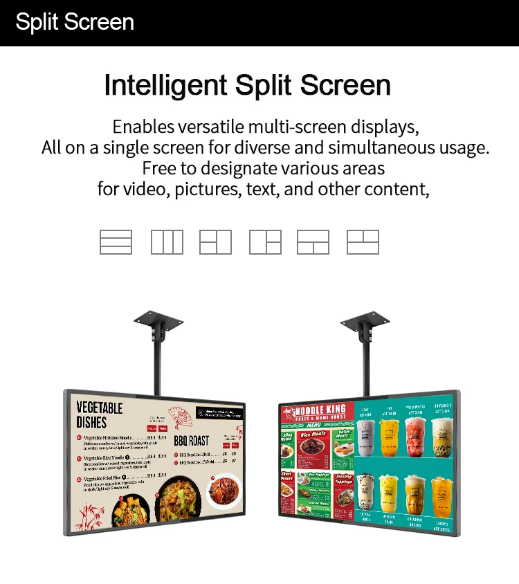 Hanging 32 Inch Touch Screen Menu Board Display Advertising Lcd Ceiling ...