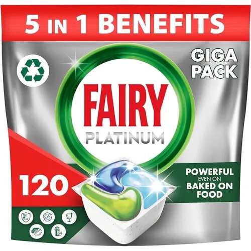 Fairy Platinum Dishwasher Cleaner Tablets, 120 Count, Original