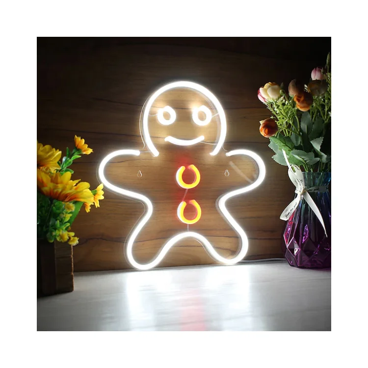 Gingerbread Man Neon Sign Bedroom Neon Bar Sign Led Sign for Christmas ...