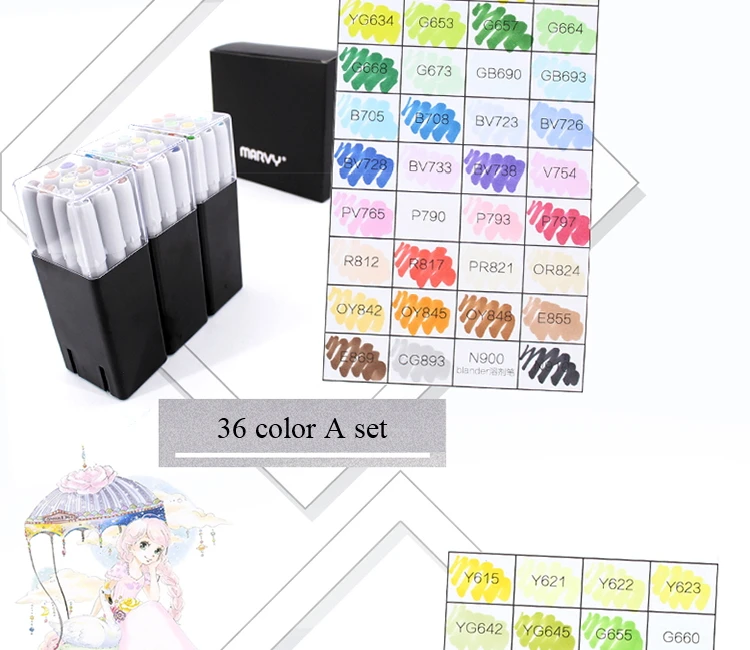Marvy Uchida Alcohol Based Art Brush Marker Set - 12/24/36/72/144 ...