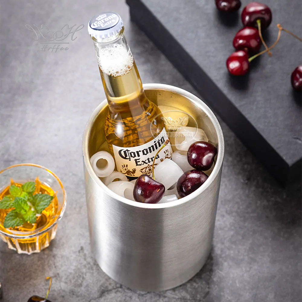 1.5L Custom Luxury Silver Champagne Bucket Metal Beer Ice Cooler Wine ...