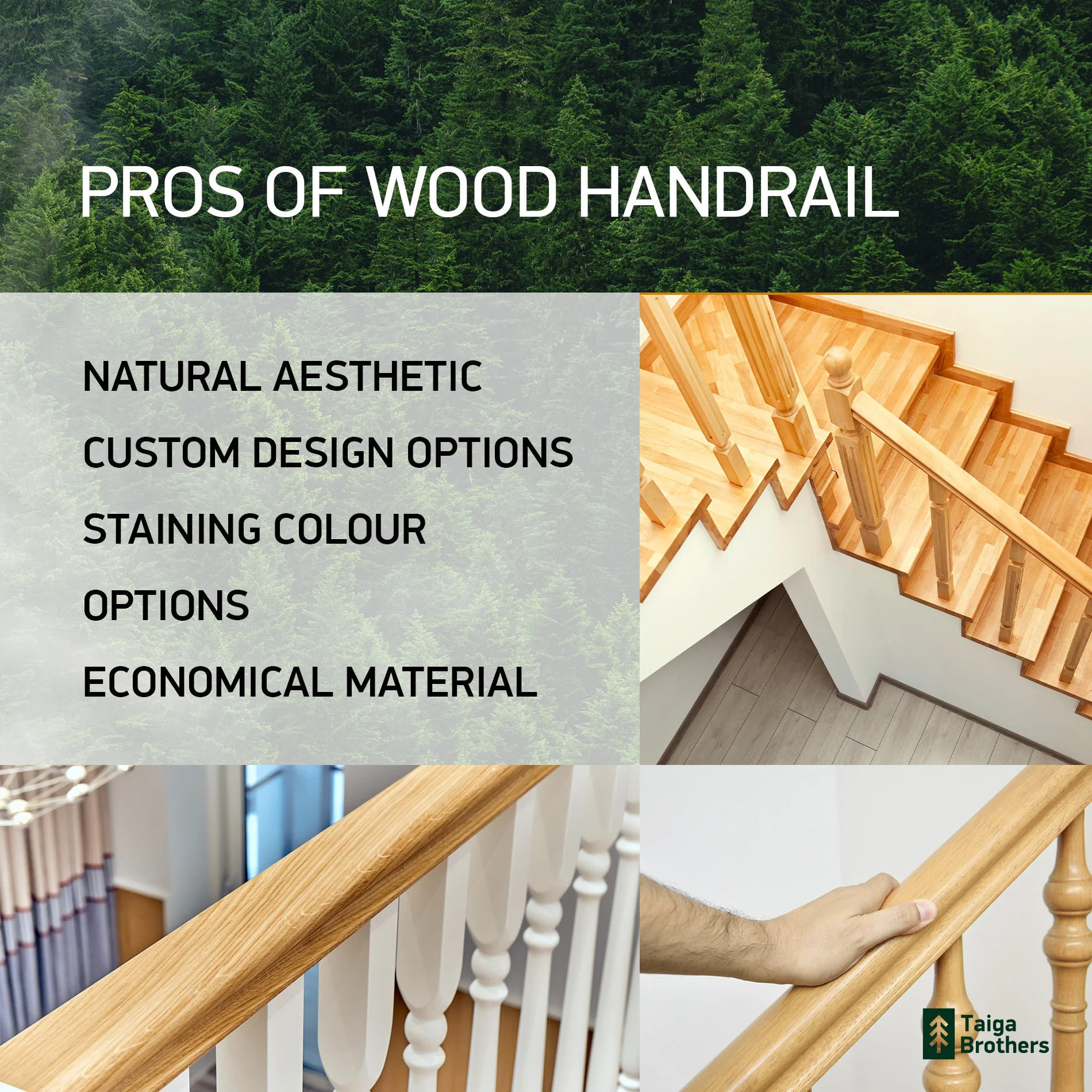 Wooden Handrails Timber Handrails Terrace Railing Systems Indoor ...