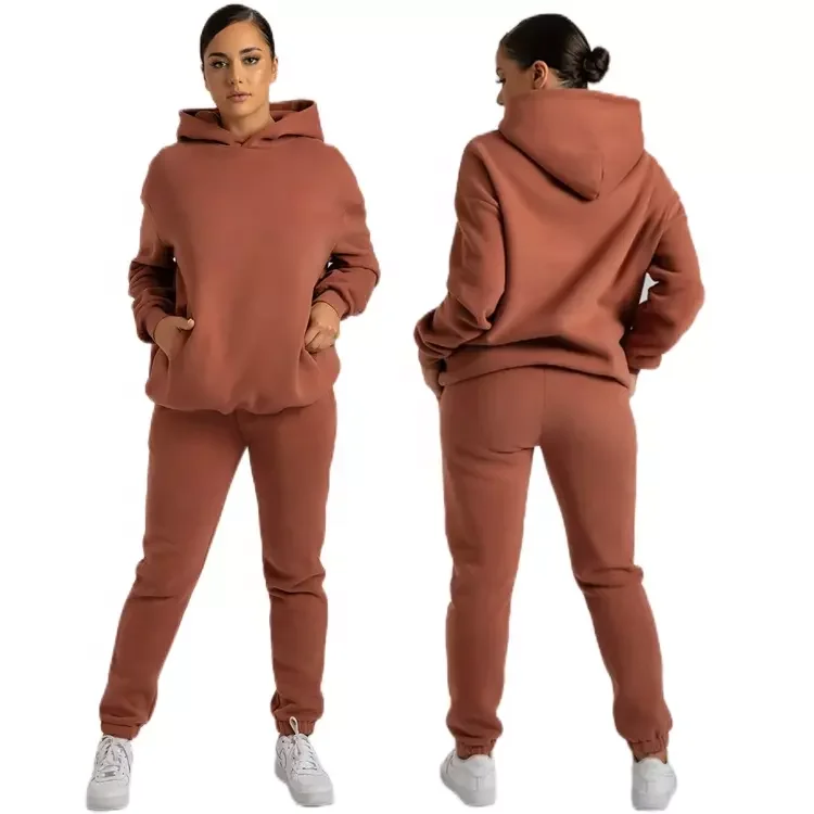 Winter Embroidery logo Tracksuit Men Women Organic Cotton Hoodie Jogger ...