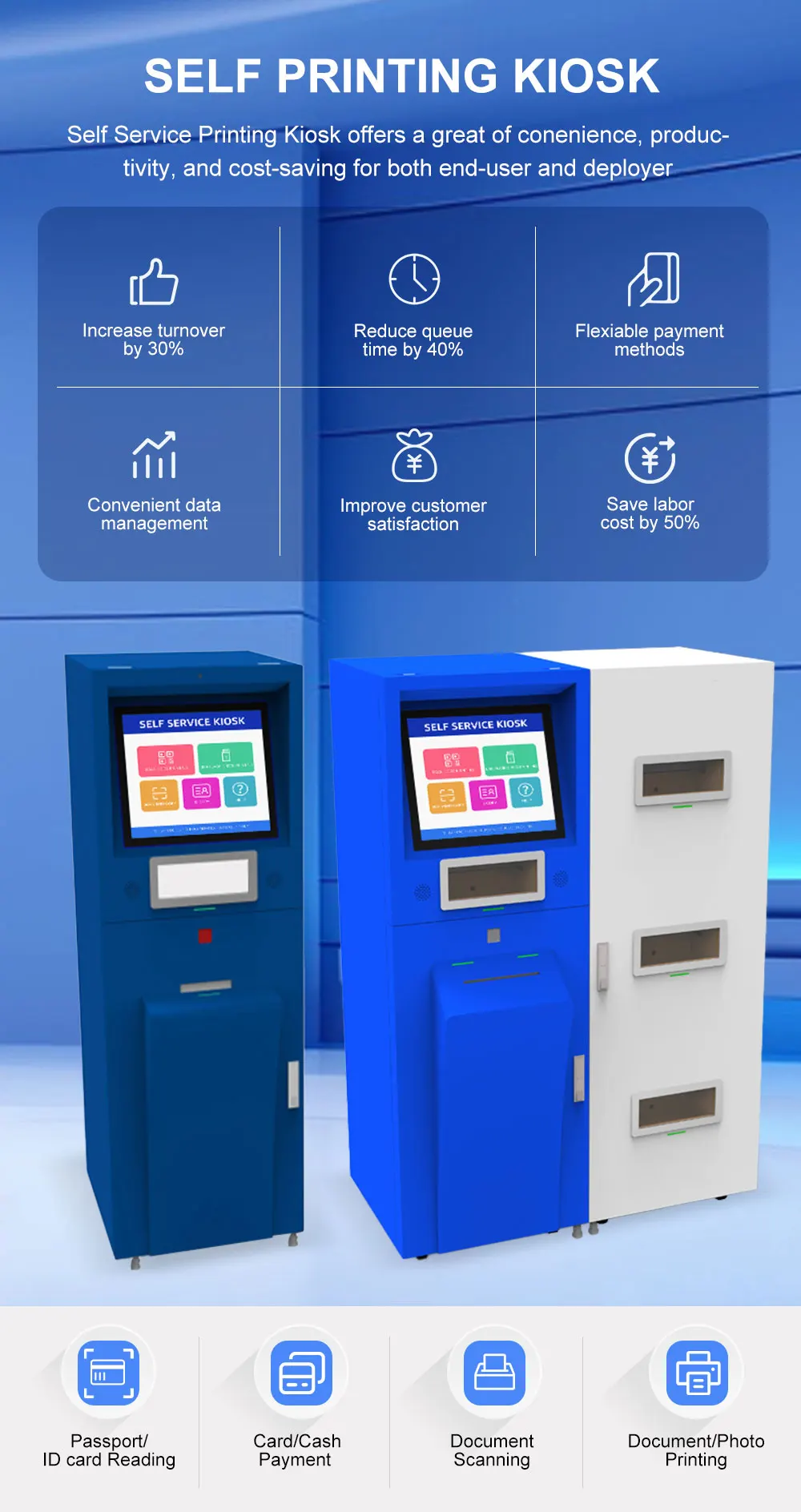 Auto Feeding Ducutment Scanning Logistic Invoice Printing Kiosk Self ...