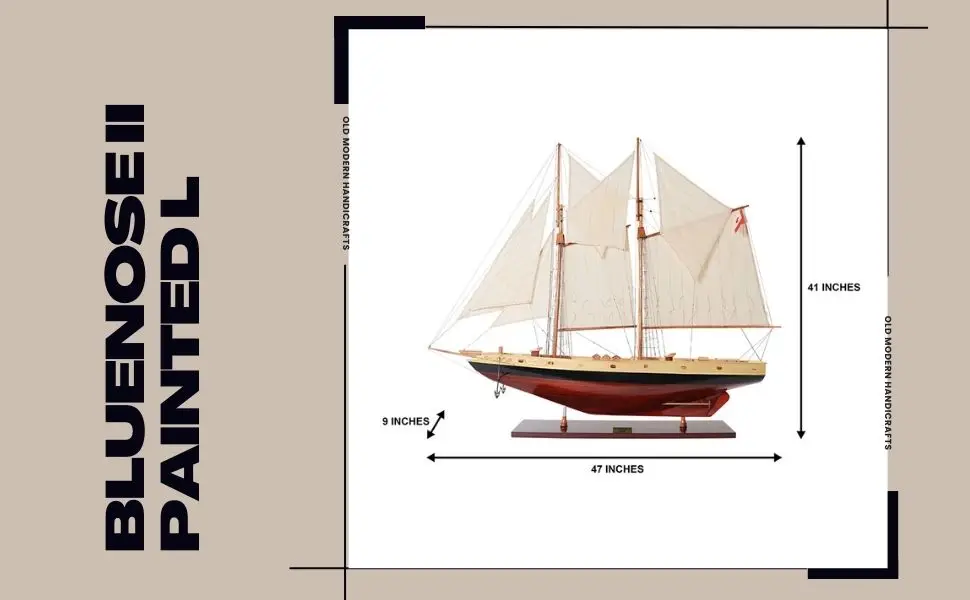 Bluenose II Model Ship - Handcrafted Antique Wood Replica