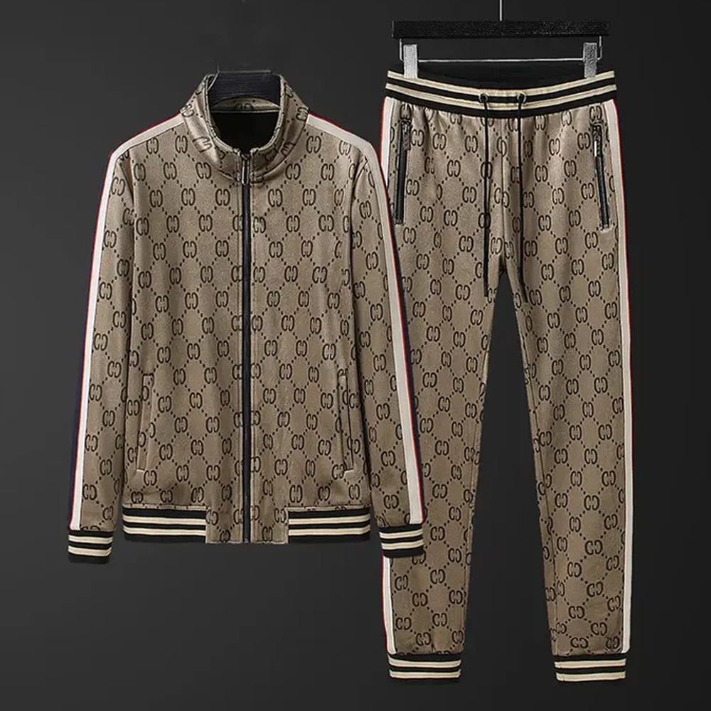 Luxury Velour All Over Print Velvet Tracksuit For Men's With Stand ...