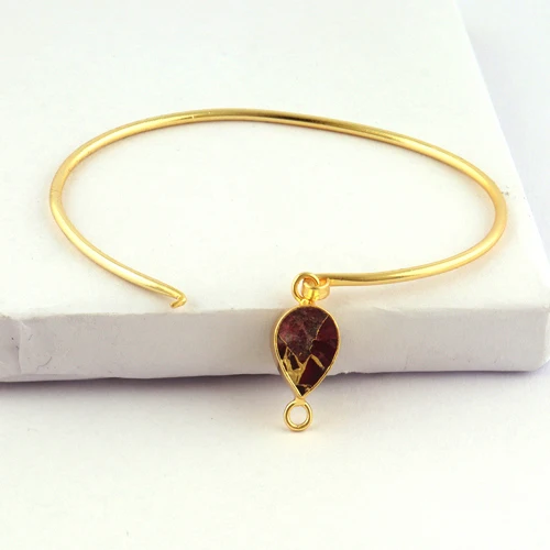 Factory Selling Pear Shape Mohave Ruby Copper Turquoise Gold Plated Adjustable Bracelet Classy ...