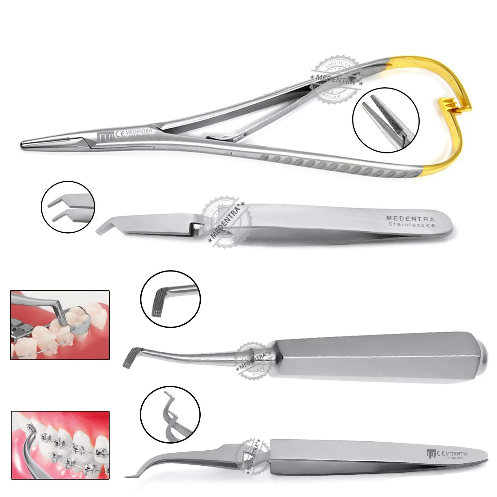 Orthodontic Brackets Holding Tweezers Mershon Band Pusher Dentist ...