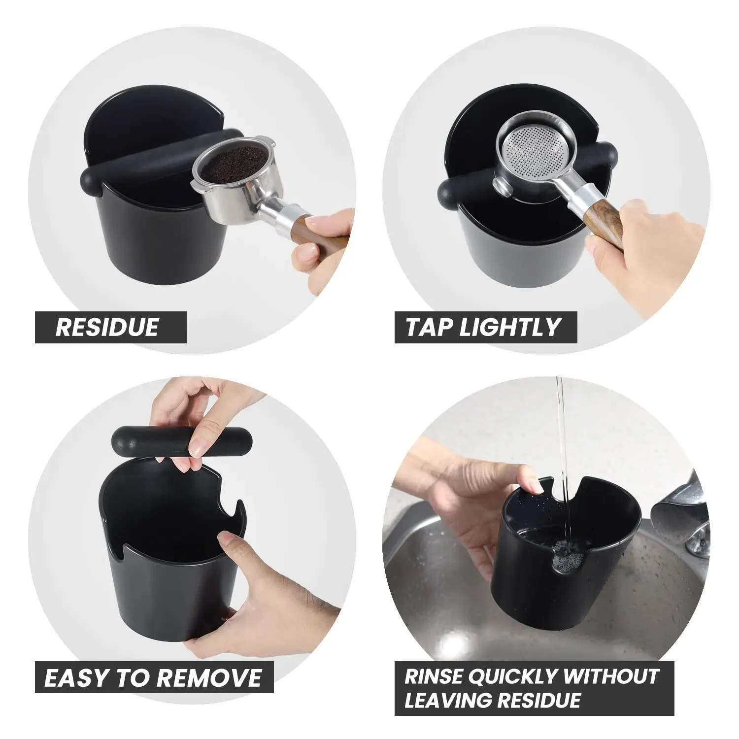 Espresso Coffee Bin Removable Knock Bar And Non-slip Walnut Base ...