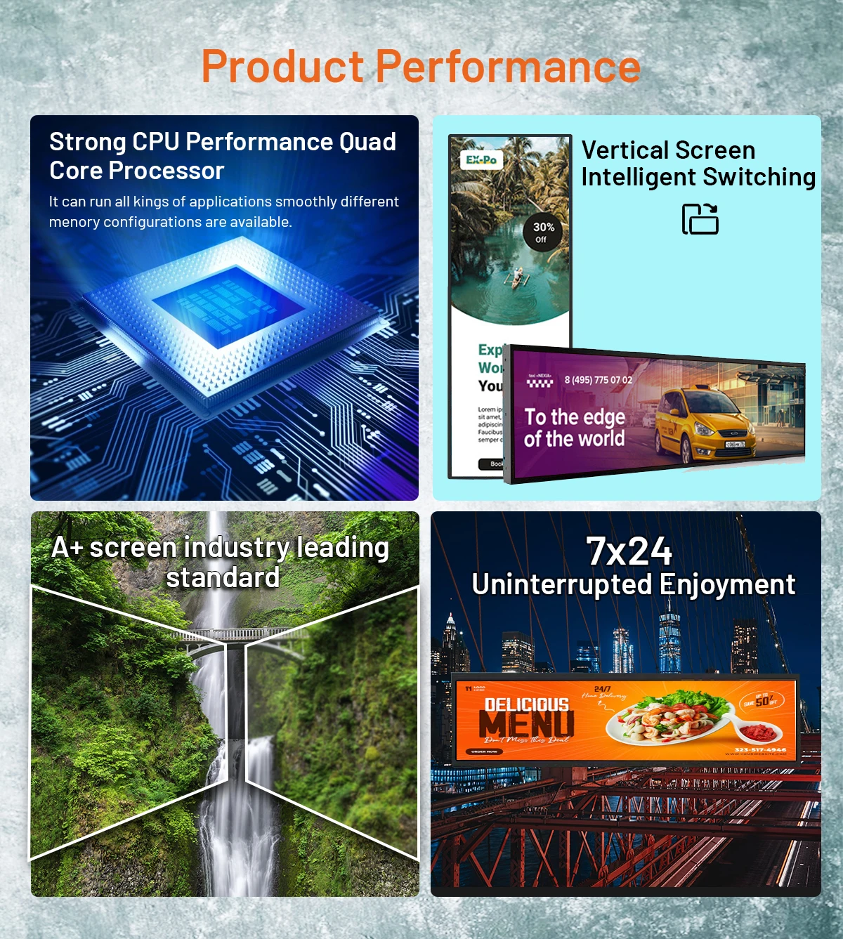 24 Inch Lcd Screen Display Signage Strip Wide Bar Advertising For ...